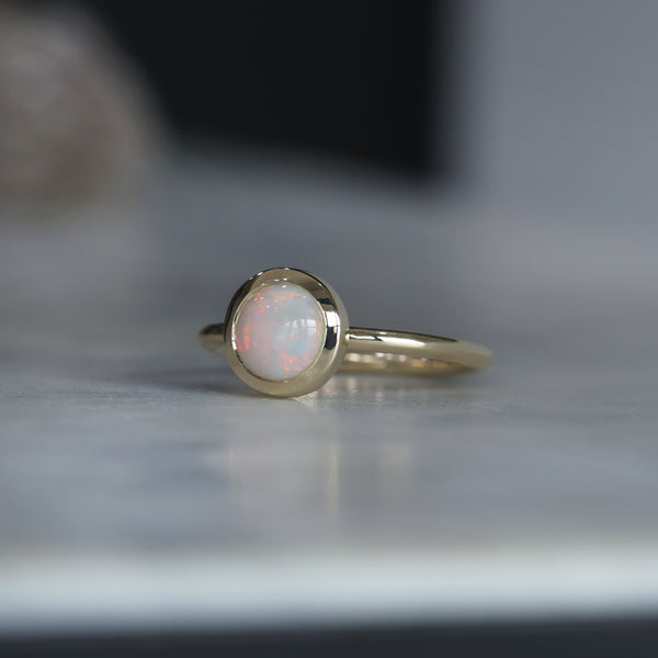 ROUND CUT OPAL / BEZEL SET RING - Meg Maskell Fine Jewellery