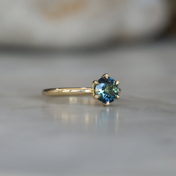 DUNE / 1.22ct ROUND PARTI SAPPHIRE 6 CLAW SOLITAIRE - Meg Maskell Fine ...