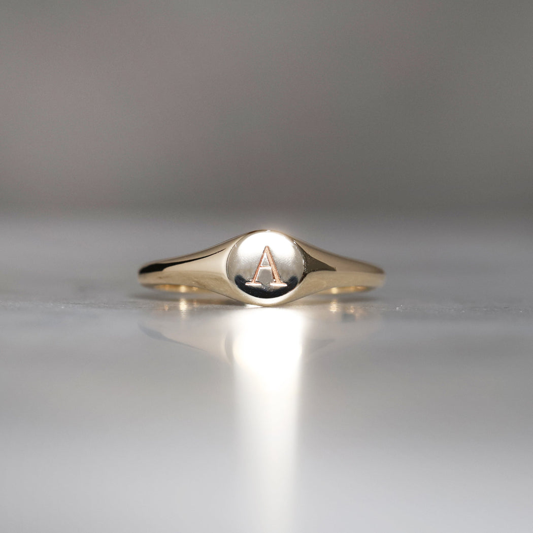 LETTER | ROUND SIGNET RING – Meg Maskell Fine Jewellery